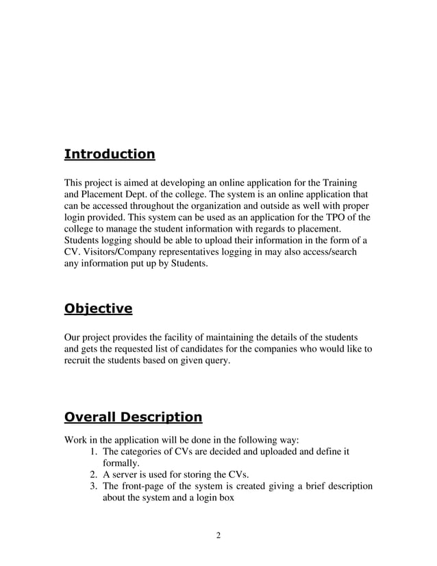 02.project training and placement cell | PDF