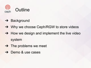 RGW Beyond Cloud: Live Video Storage with Ceph - Shengjing Zhu, Yiming ...