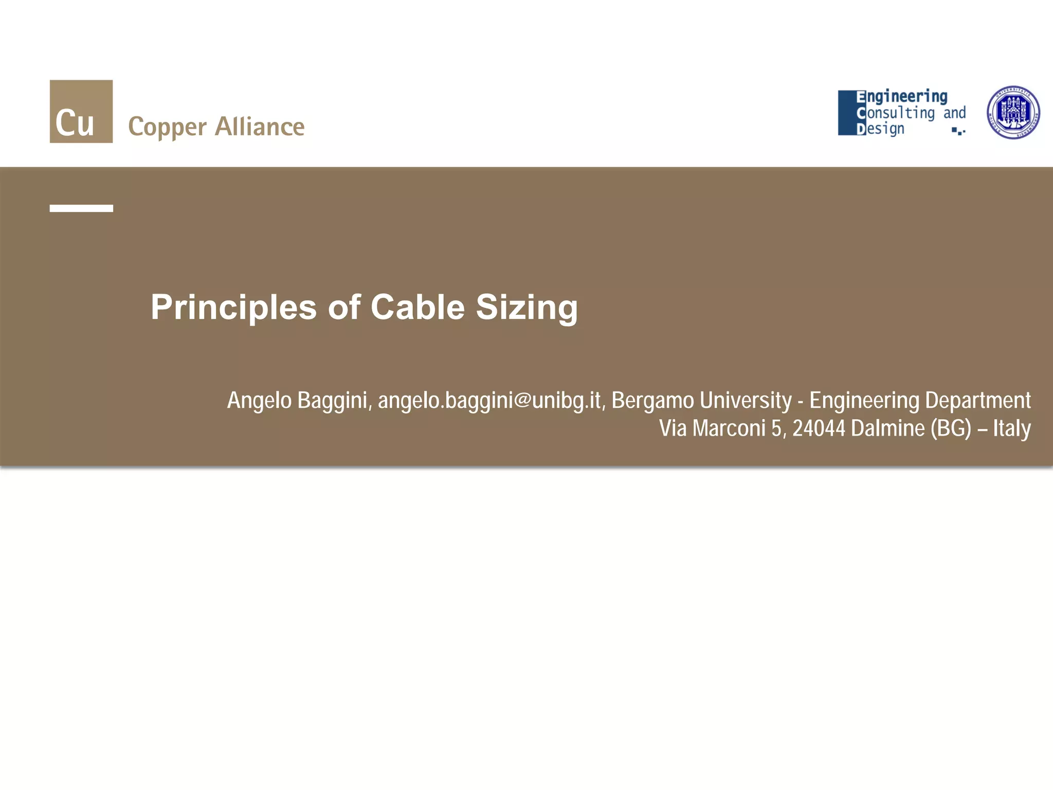 Principles of Cable Sizing | PDF