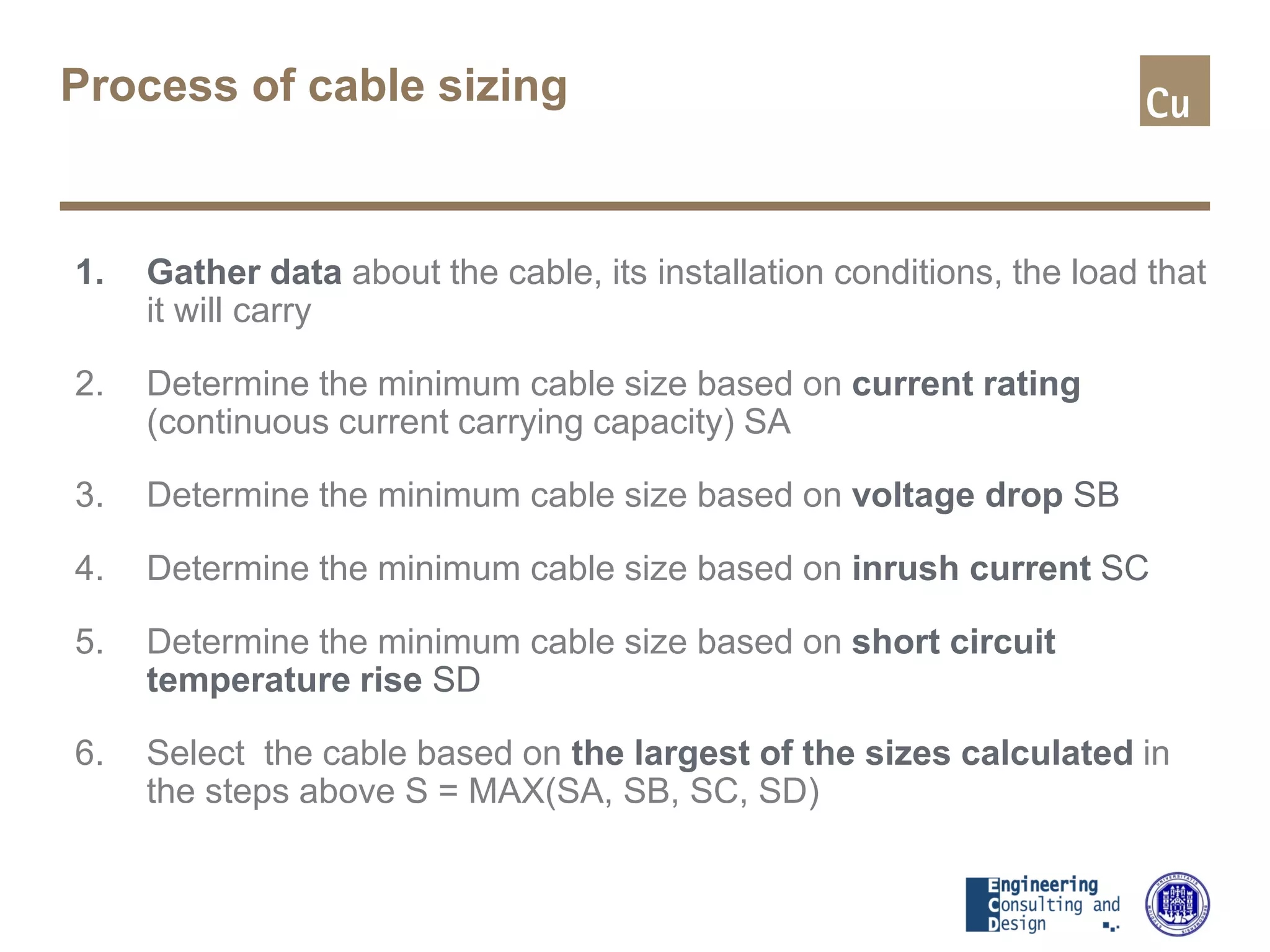 Principles of Cable Sizing | PDF