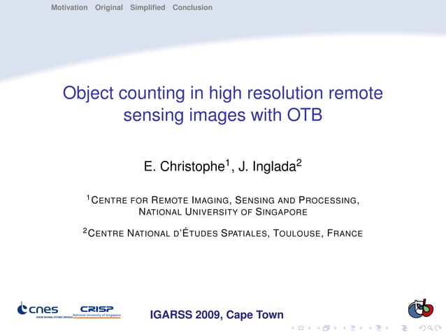 Object counting in high resolution remote sensing images with OTB | PDF