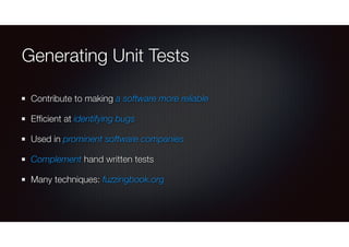 Creating Unit Tests Using Genetic Programming | PPT