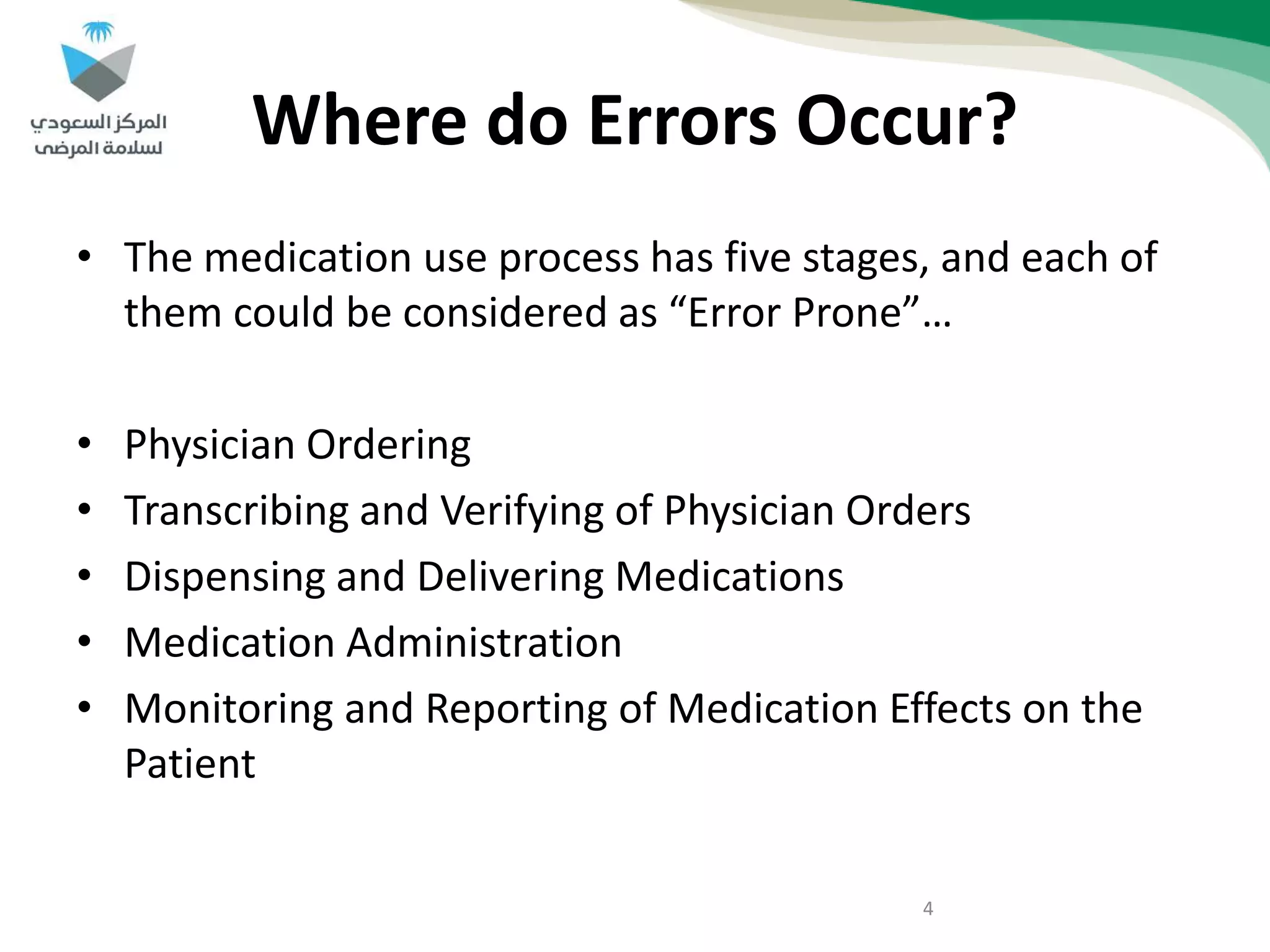 stages of the medication use process and medication errors | PPTX