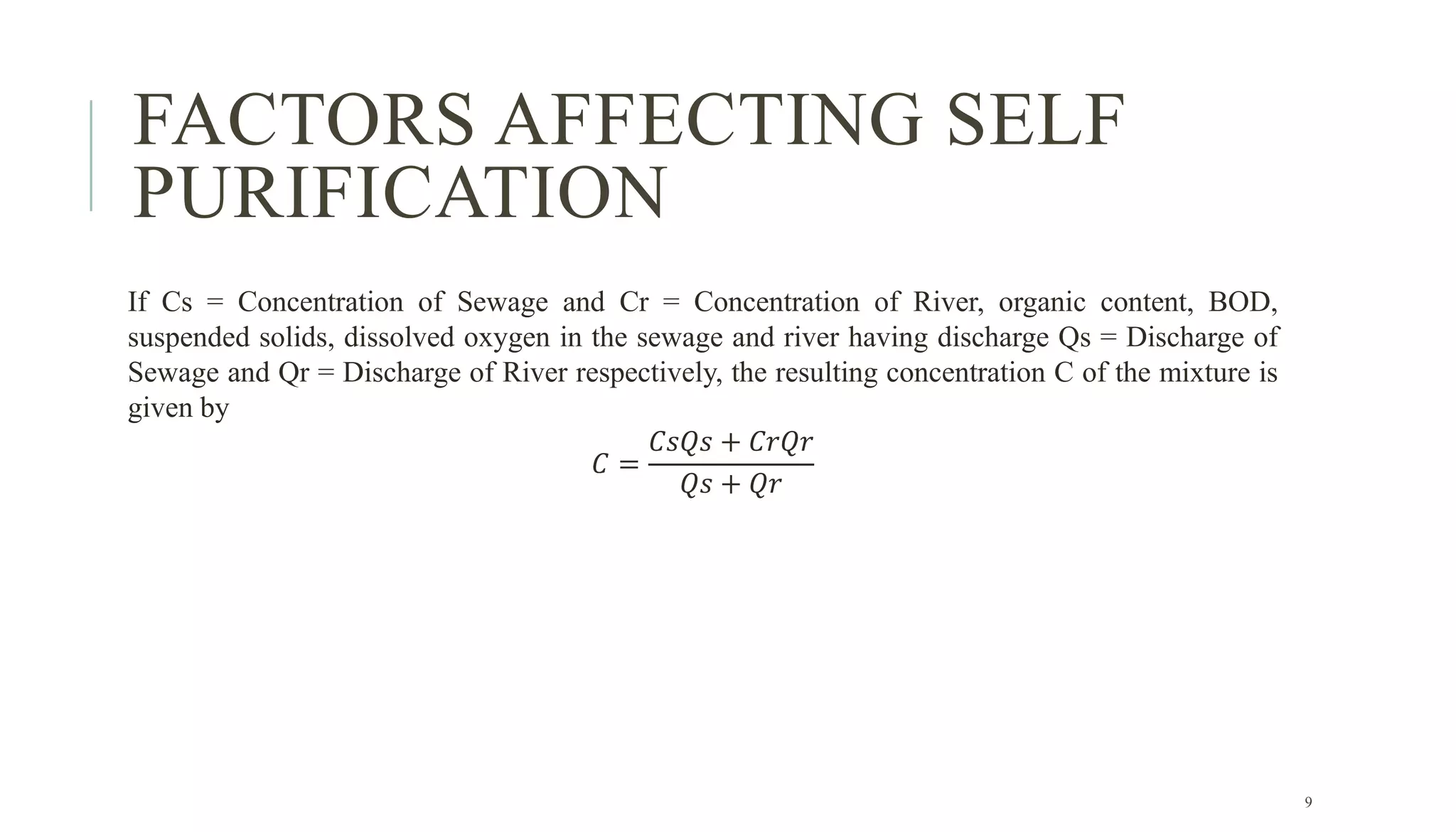02 - Stream & Effluent standards, Oxygen sag curve, Self Purification.pptx