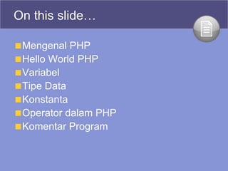 02. Struktur Dasar Php | PPT