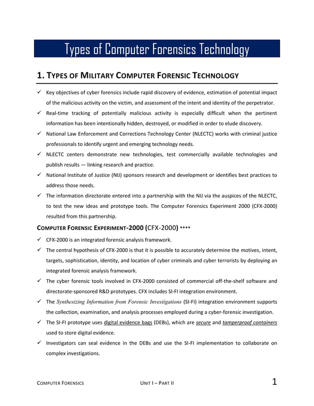 02 Types Of Computer Forensics Technology Notes Pdf Operating Systems Computer Software