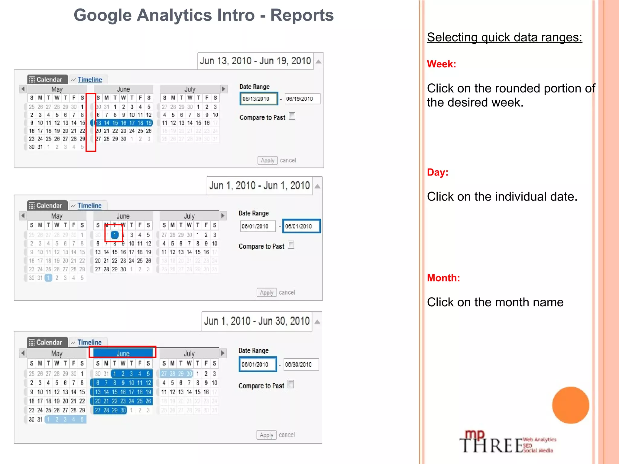 02 web-analytics date-range-selector | PPT | Web Development | Internet