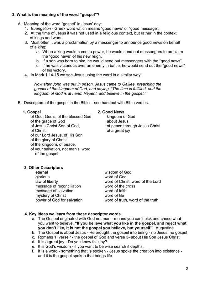 02. What is the Gospel Notes | PDF