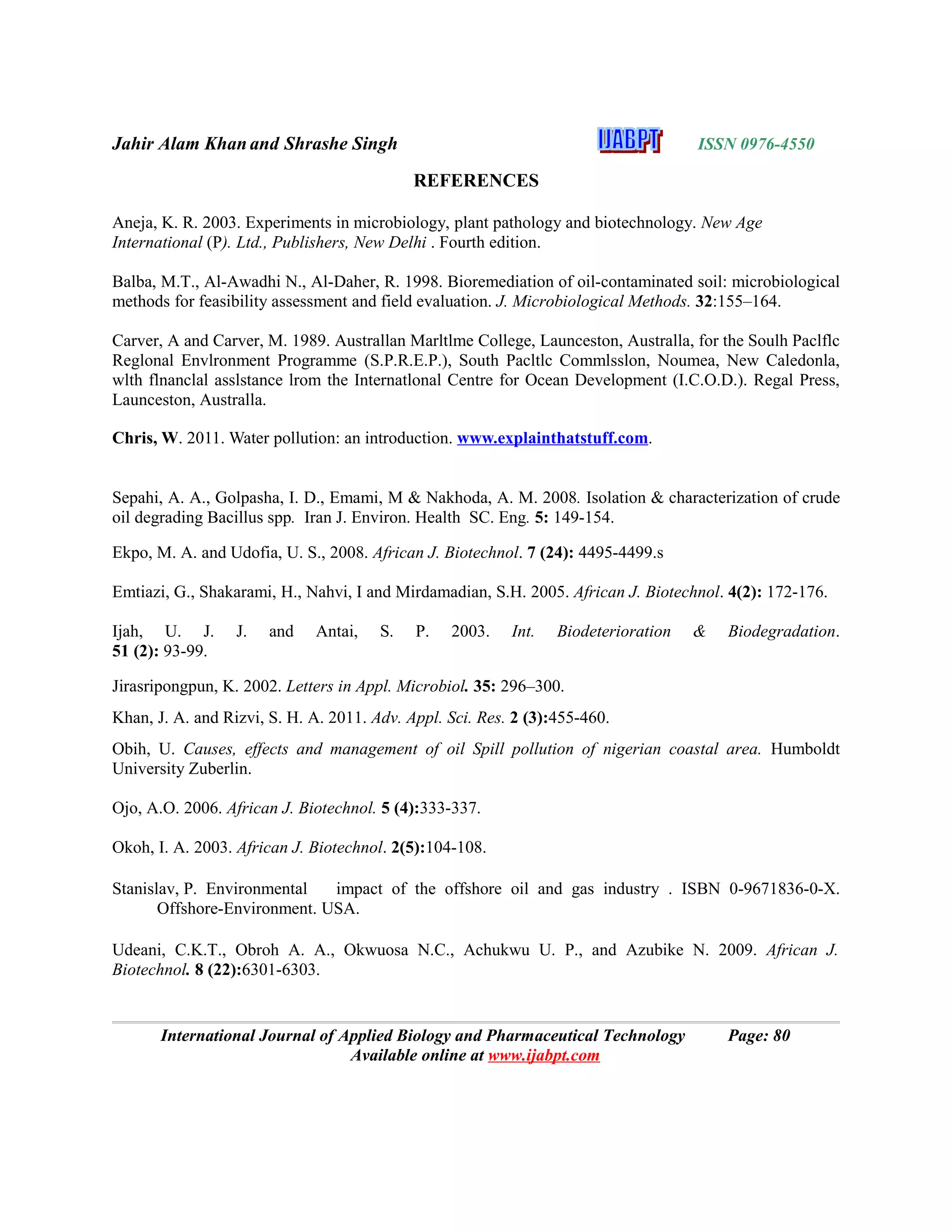 EVALUATION OF OIL DEGRADATION POTENTIAL OF MICROCOCCUS VARIANS | PDF | Geography | Science