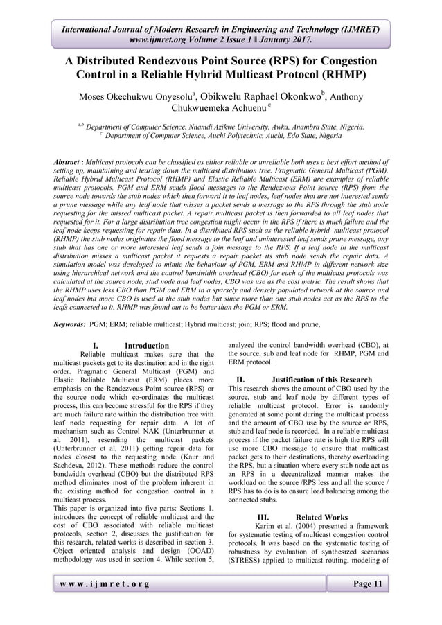 A Distributed Rendezvous Point Source Rps For Congestion Control In A Reliable Hybrid