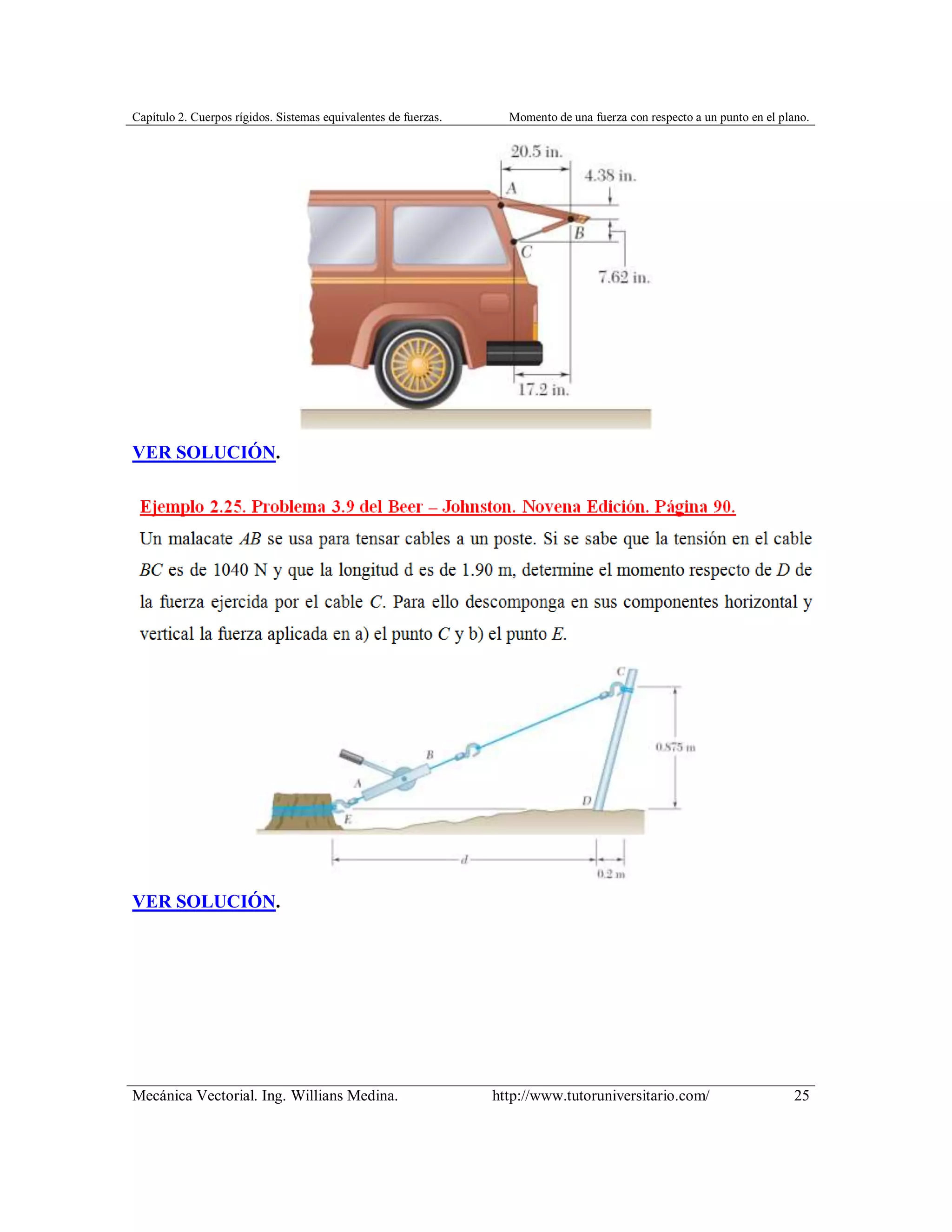 Momento de una fuerza con respecto a un punto en el plano | PDF