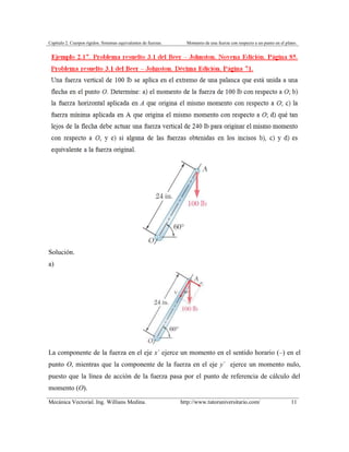Momento de una fuerza con respecto a un punto en el plano | PDF