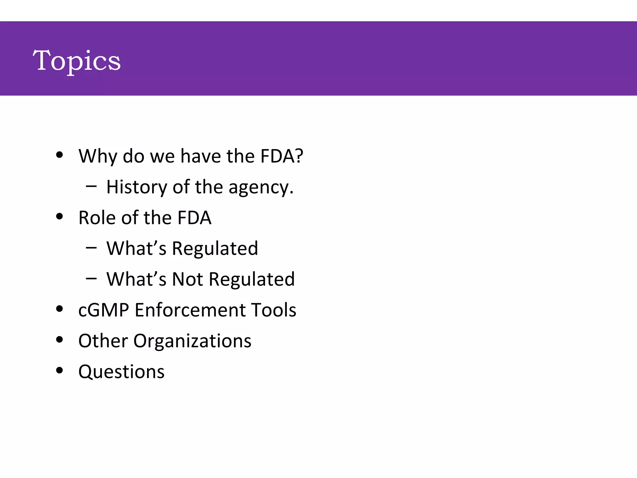 Overview of the FDA | PPT
