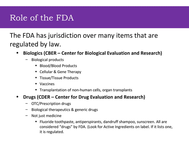Overview of the FDA | PPT | Pharmaceutical Industry | Industries