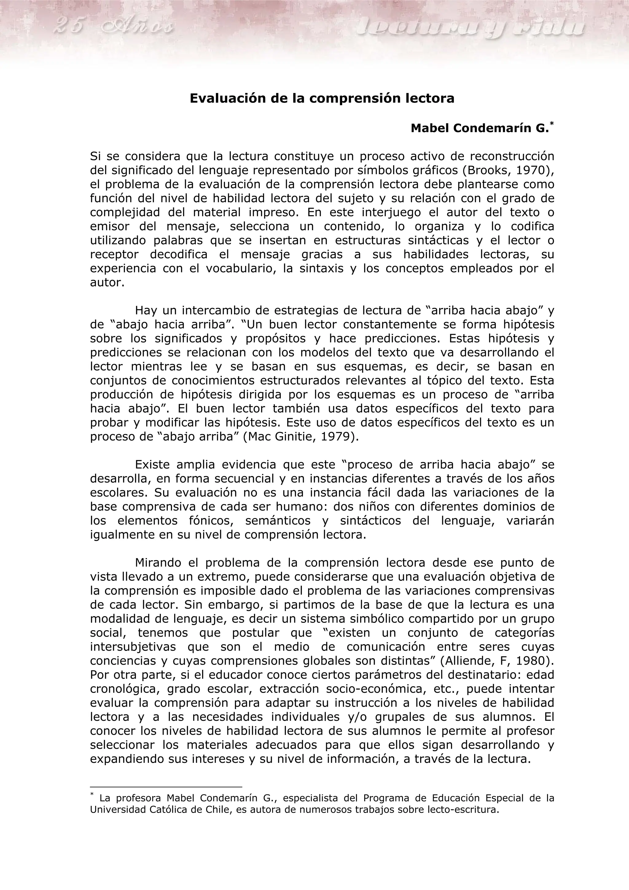 DIFICULTADES EN LA LECTOESCRITURA DE MABEL CONDEMARIN | PDF