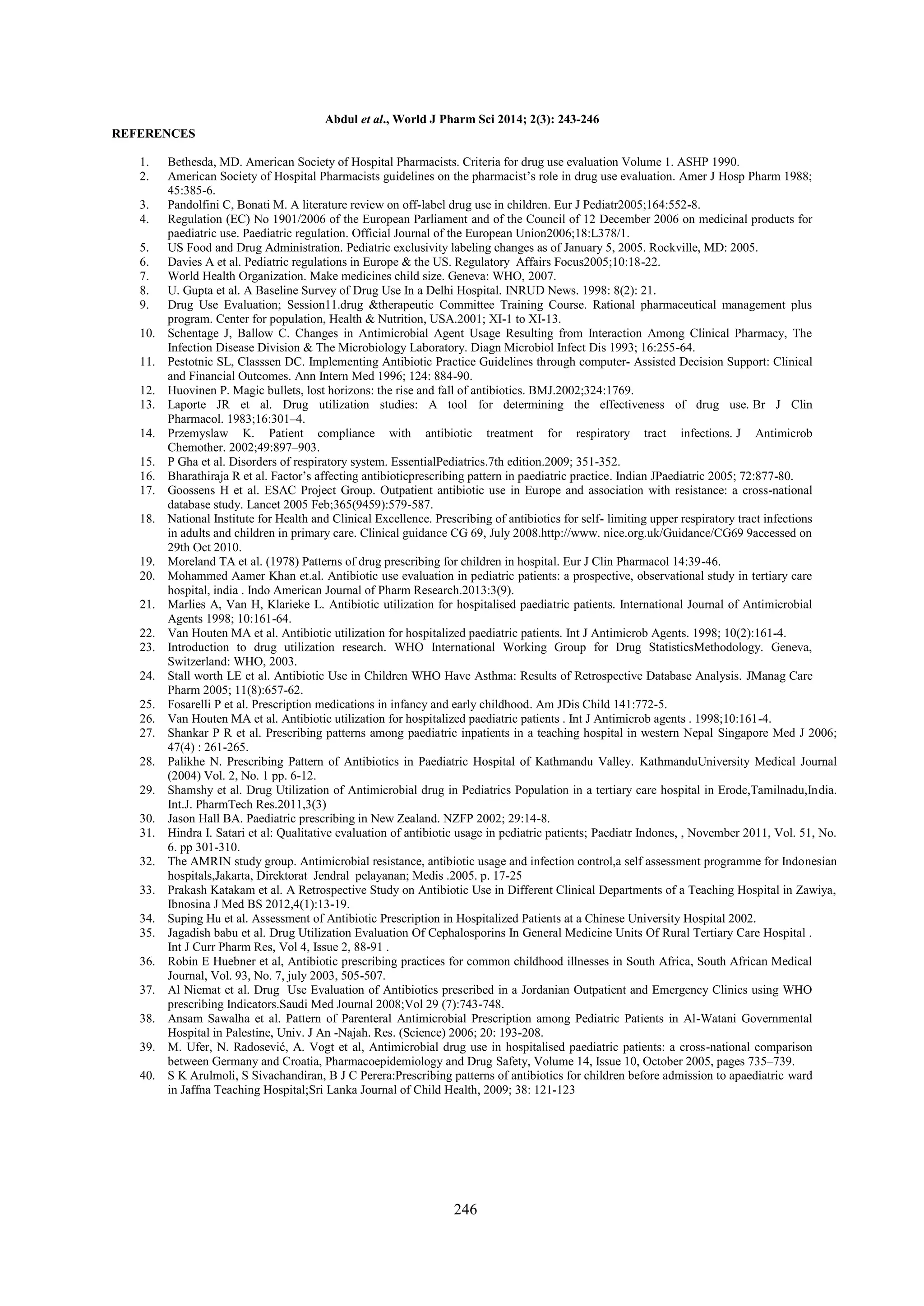 A systemic review on antibiotic use evaluation in paediatrics | PDF