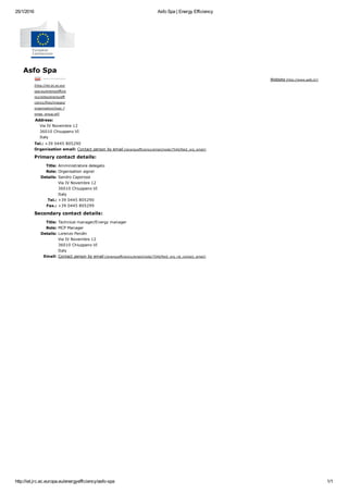 Asfo Spa _ Energy Efficiency | PDF