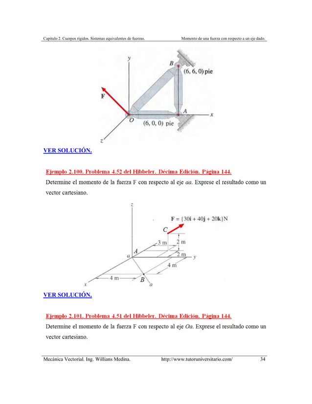 Momento de una fuerza con respecto a un eje dado | PDF