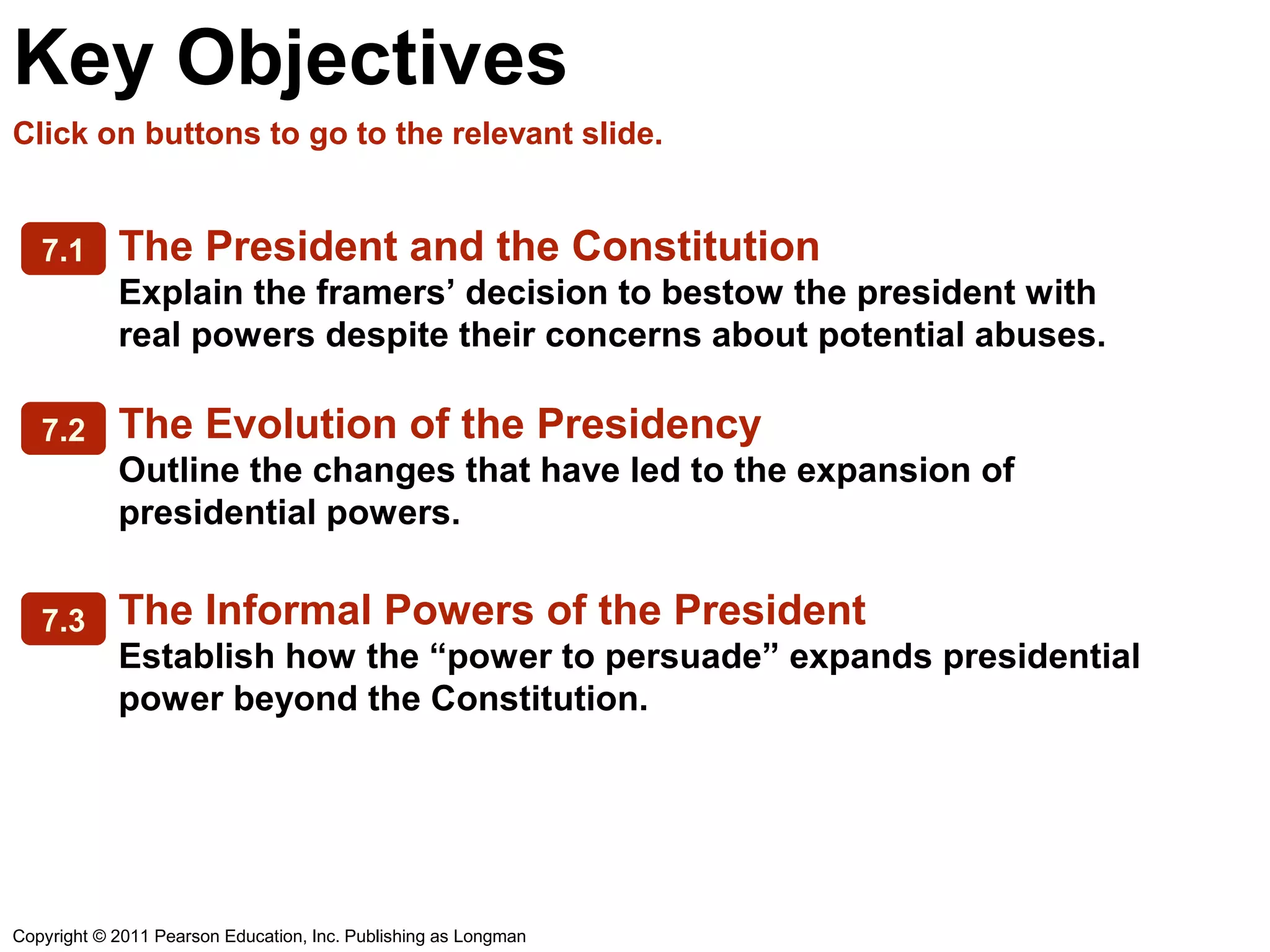 Chapter 7: The Presidency | PPT