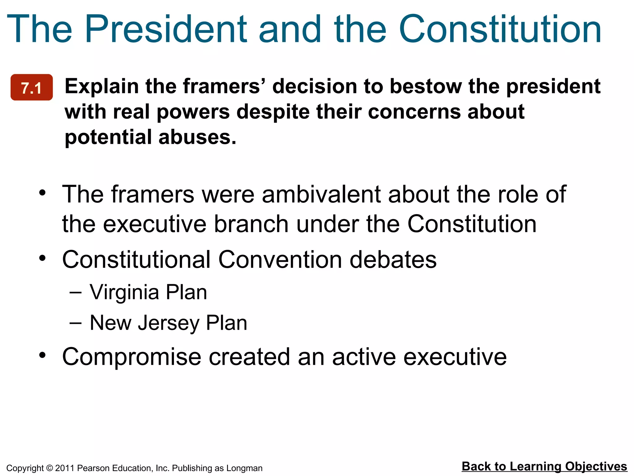 Chapter 7: The Presidency | PPT