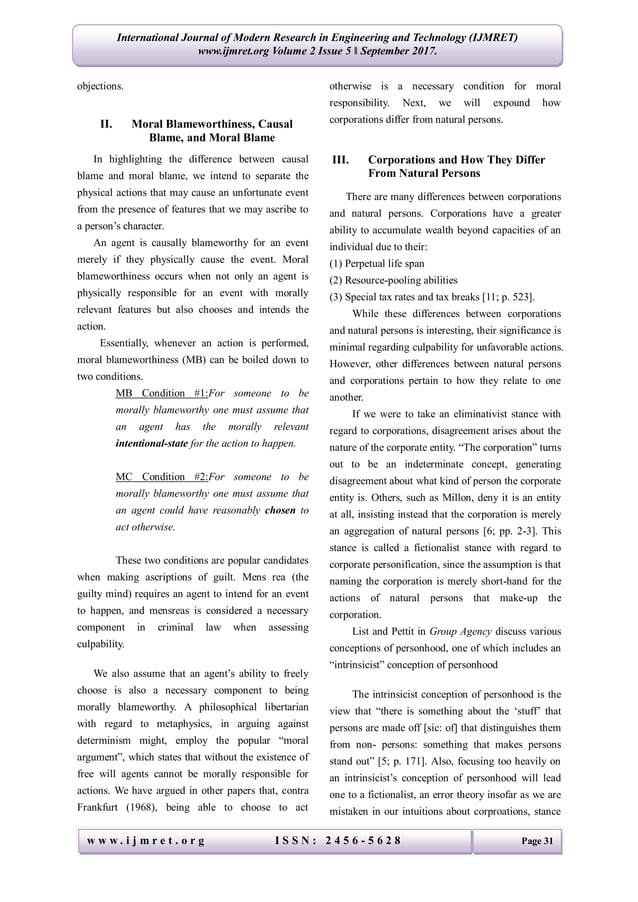 Corporate Activity, Social Responsibility, and Quining Moral ...