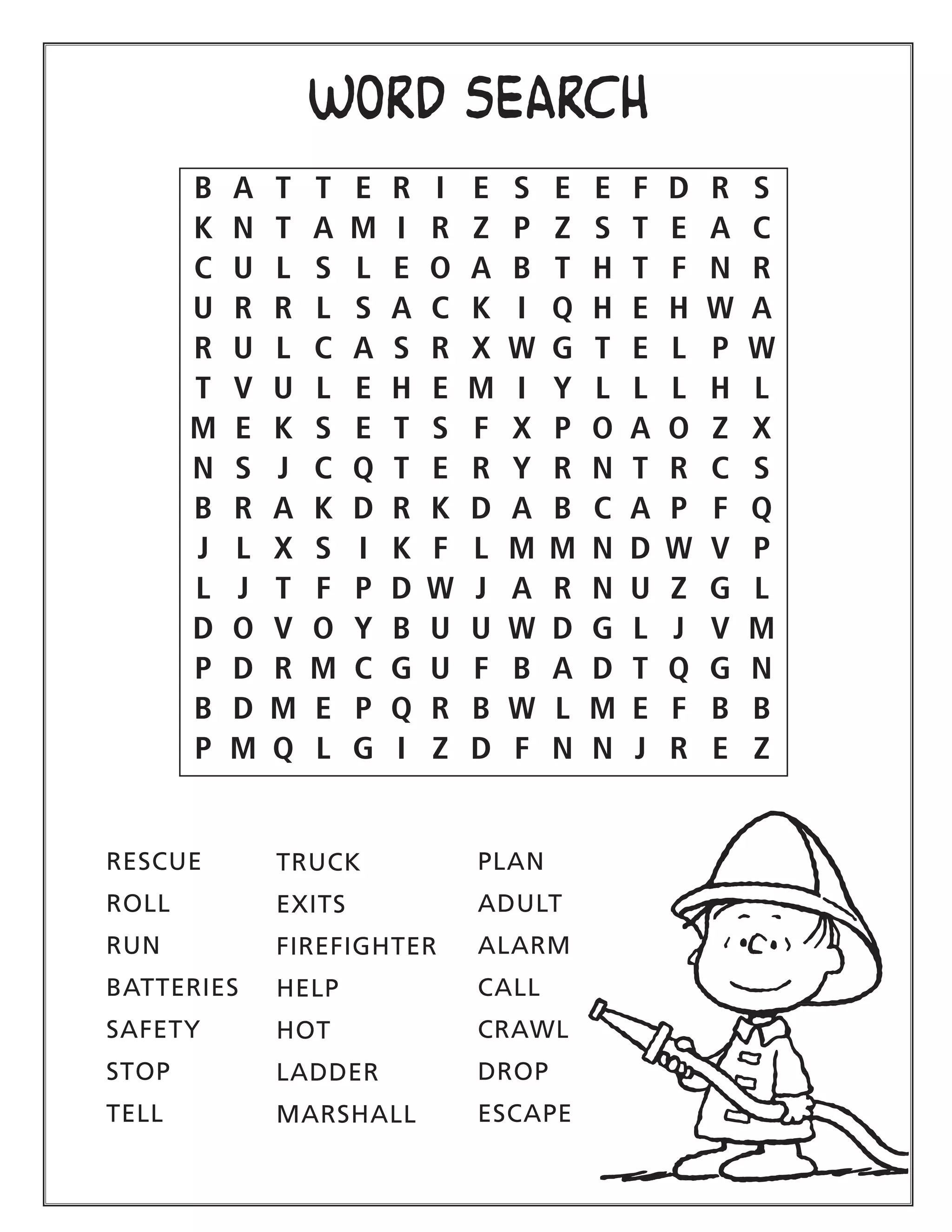 Fire Safety Word Search