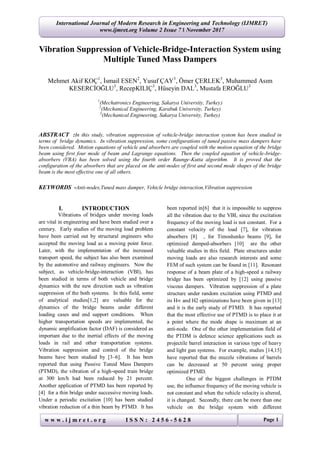 Vibration Suppression of Vehicle-Bridge-Interaction System using Multiple Tuned Mass Dampers ...