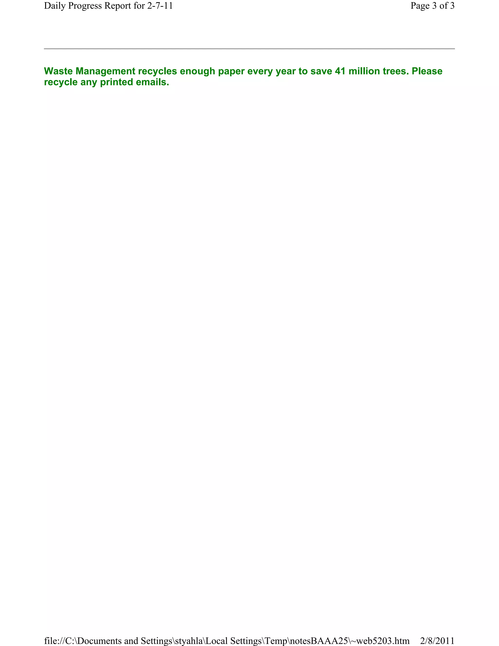 020711 wgsl daily progress report aoc | PDF