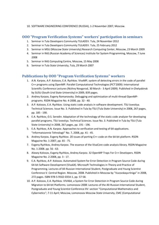 Scientific Work of OOO "Program Verification Systems" Company | PDF
