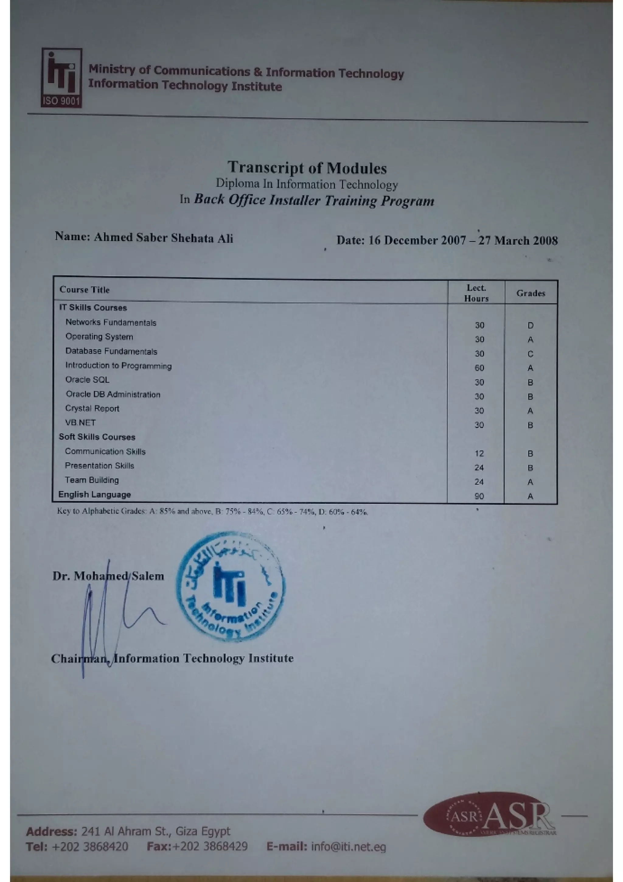 asaber10-ITI-Transcript of modules | PDF
