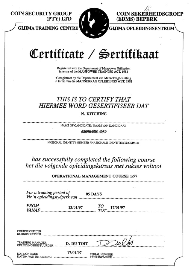 Coin Security operational management certificate.PDF