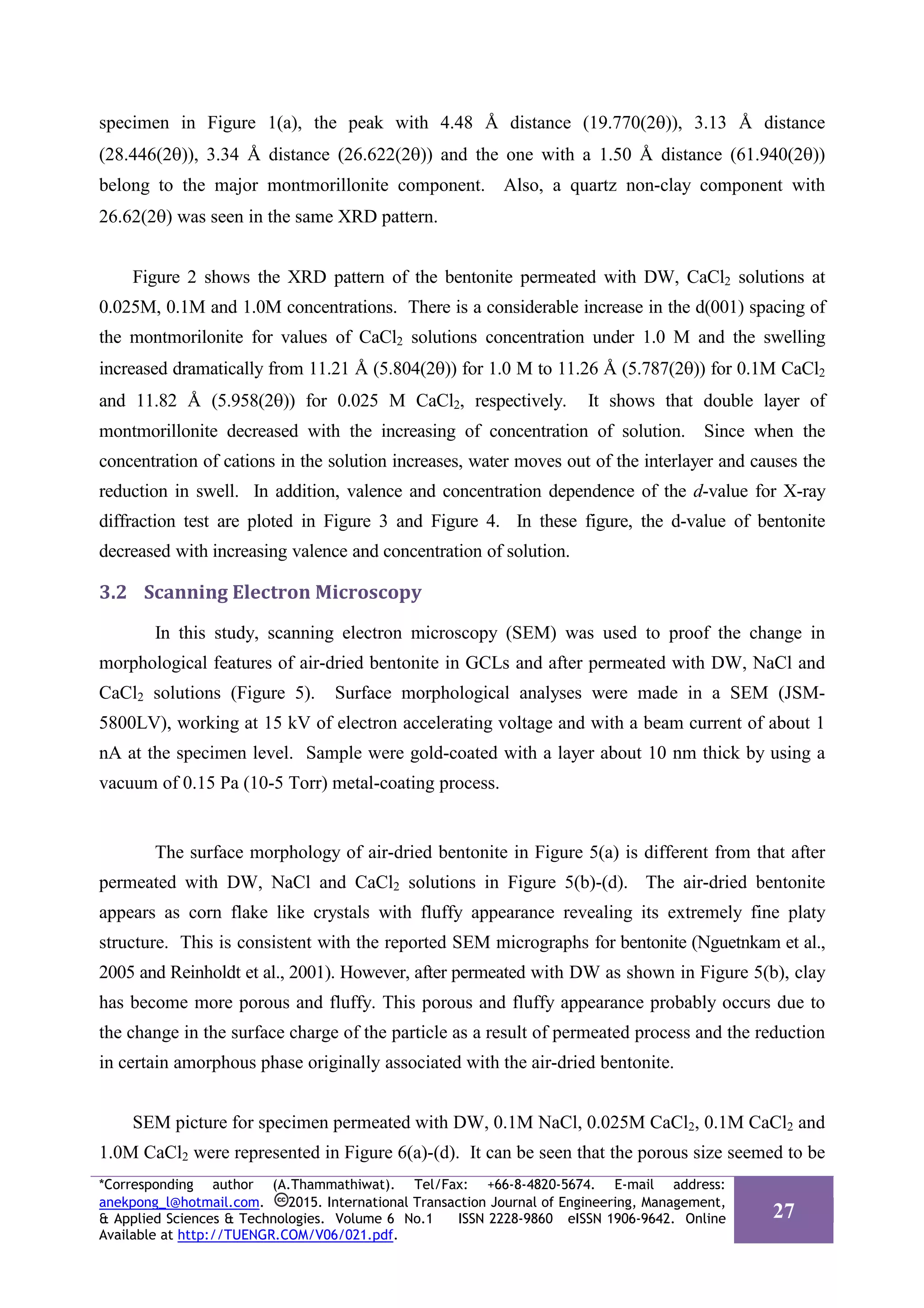 Effect of Exchangeable Cations on Bentonite Swelling Characteristics of ...