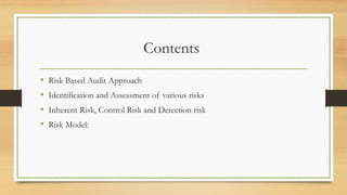 RISK BASED AUDIT APPROACH for conducting the audit of institutions | PPT