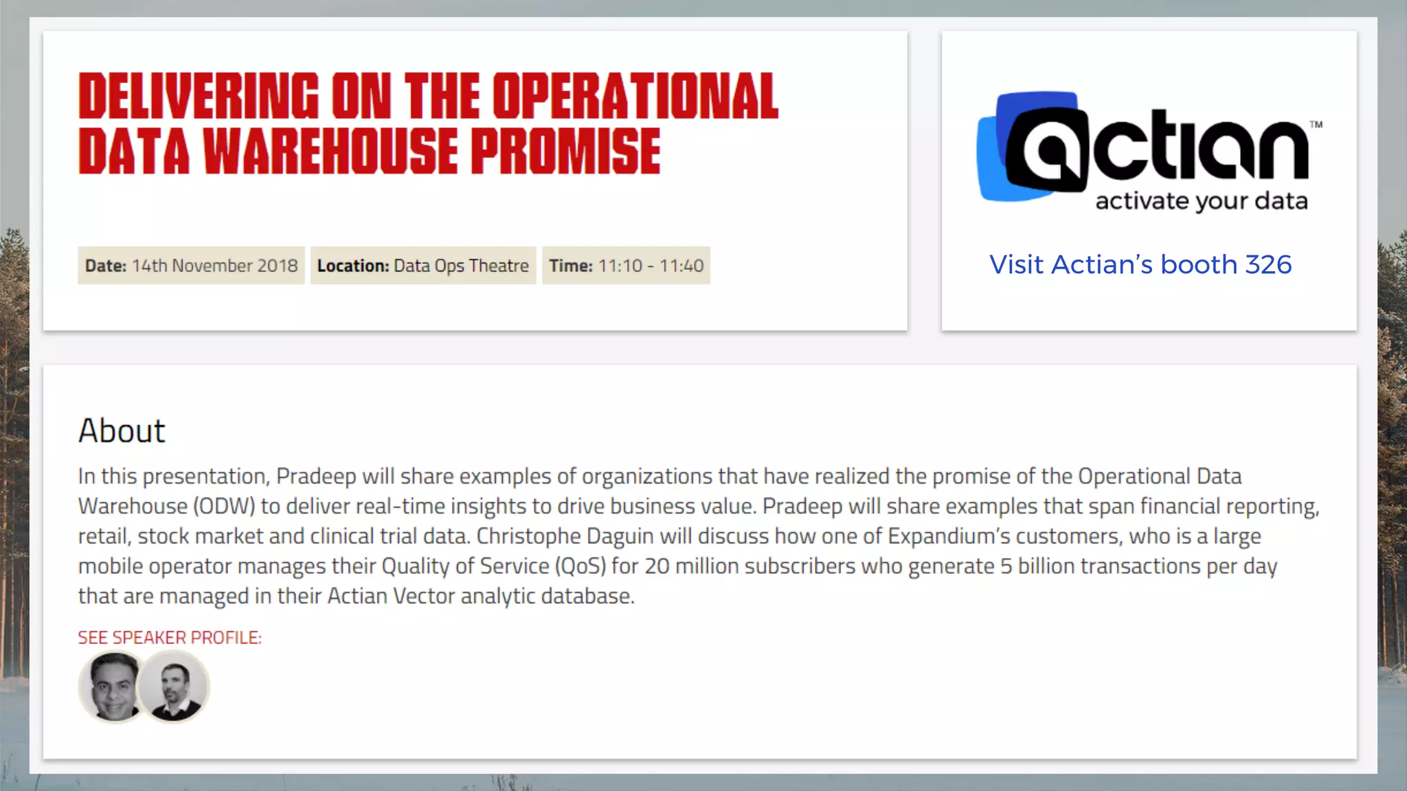 Big Data LDN 2018: DELIVERING ON THE OPERATIONAL DATA WAREHOUSE PROMISE ... Big Data LDN 2018: DELIVERING ON THE OPERATIONAL DATA WAREHOUSE PROMISE ...