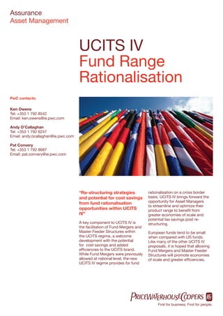 02115 Ucits Iv Fund Range Rationalisation | PDF
