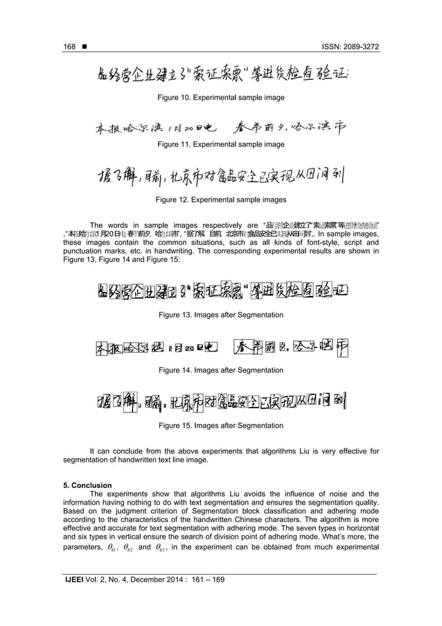 Segmentation of Handwritten Chinese Character Strings Based on improved Algorithm Liu | PDF