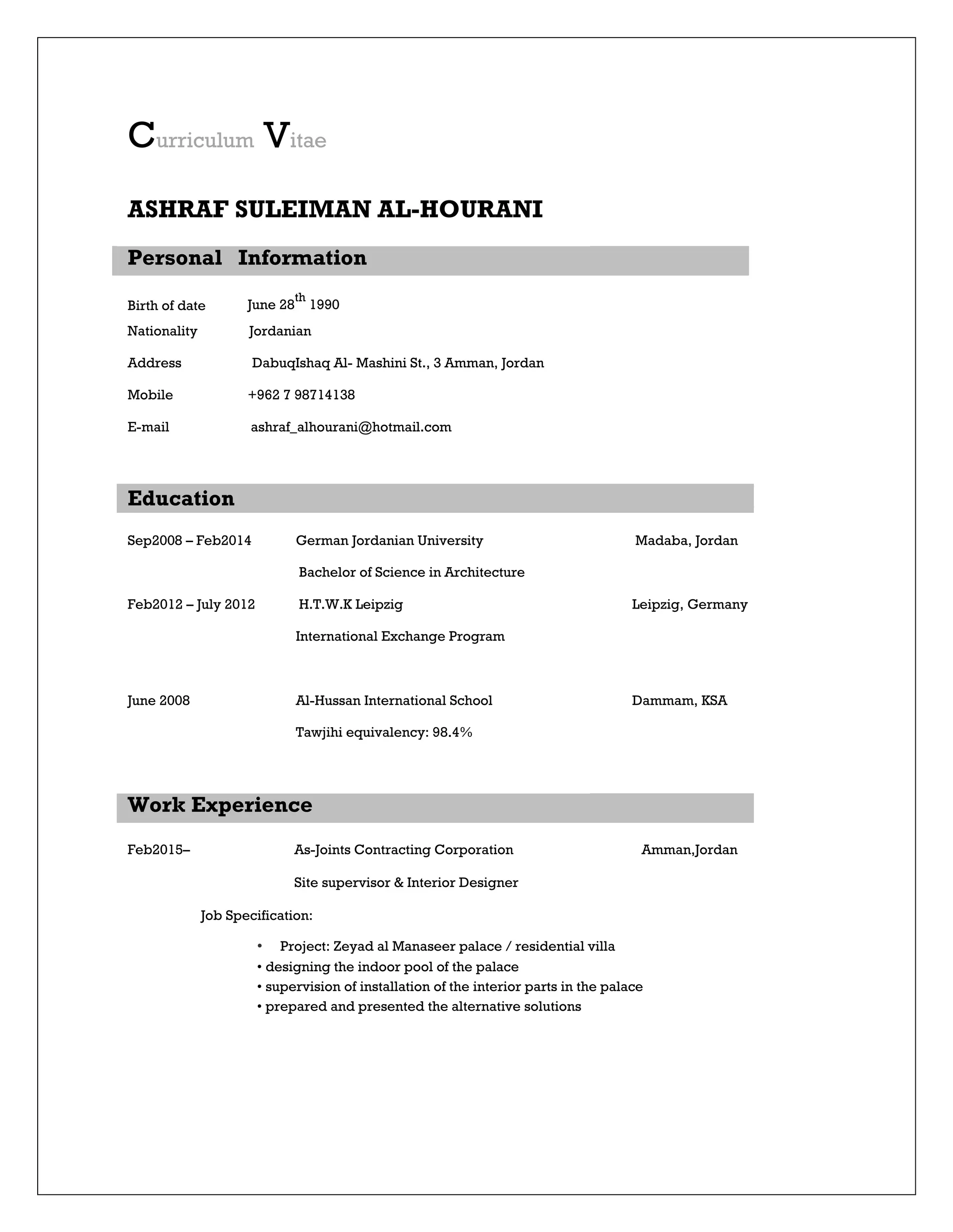 Ashraf Al-Hourani _Resume | PDF