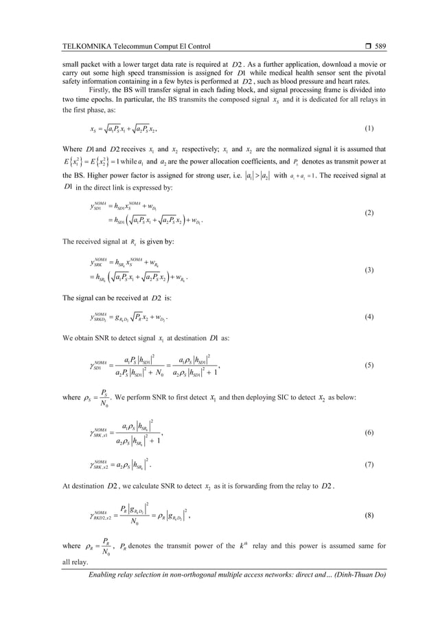 Enabling relay selection in non-orthogonal multiple access networks: direct and relaying mode | PDF