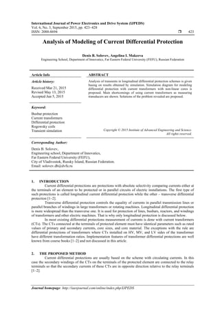 Analysis of Modeling of Current Differential Protection | PDF | Physics ...