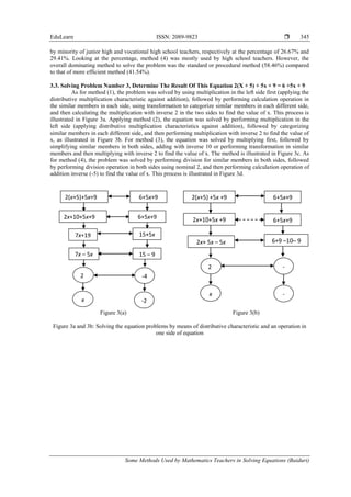 Some Methods Used by Mathematics Teachers in Solving Equations | PDF