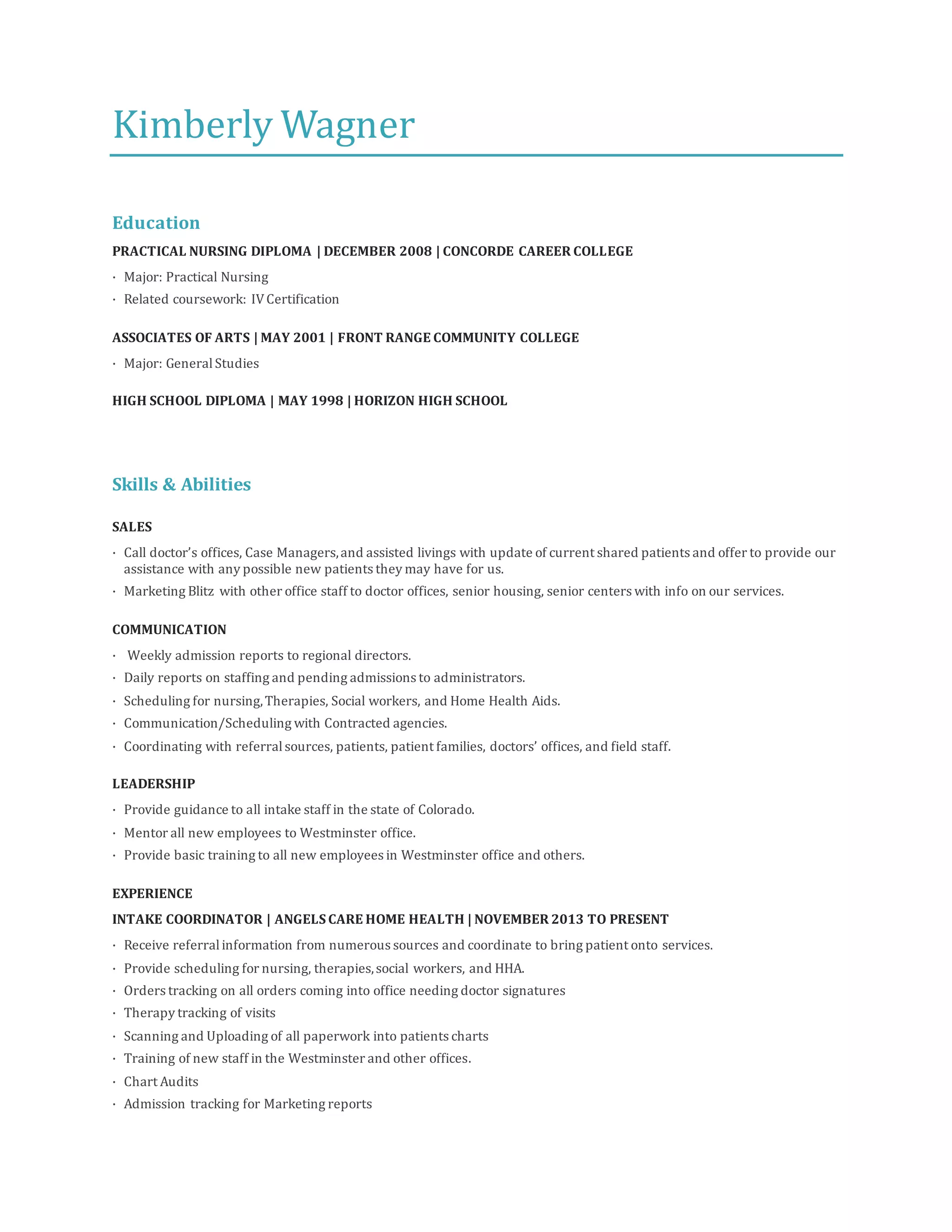 Kimberly Wagner no personall | PDF