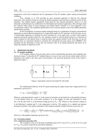 Extraction of photovoltaic generator parameters through combination of an analytical and ...