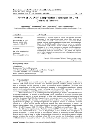 Review of DC Offset Compensation Techniques for Grid Connected ...