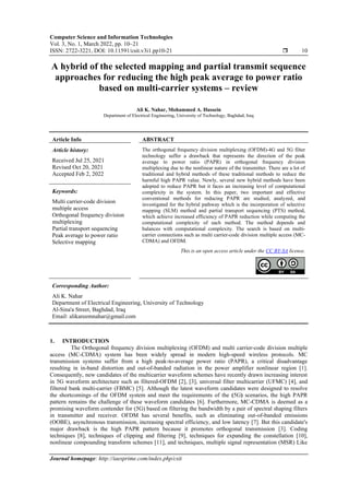 A hybrid of the selected mapping and partial transmit sequence approaches for reducing the high ...