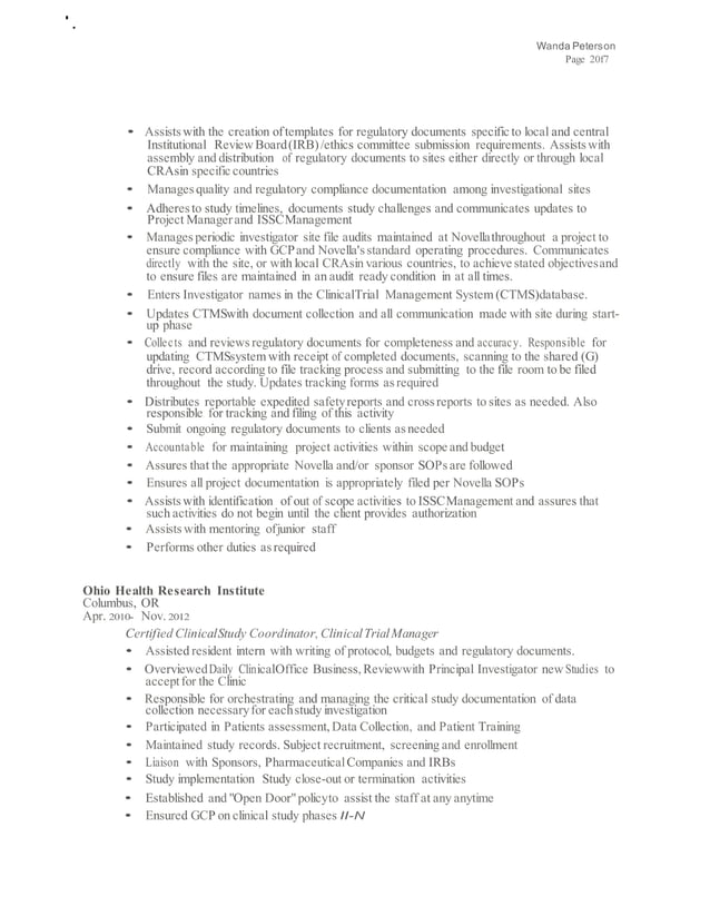 Peterson Wanda -CV 12-1-15 | DOCX | Human Resources | Business