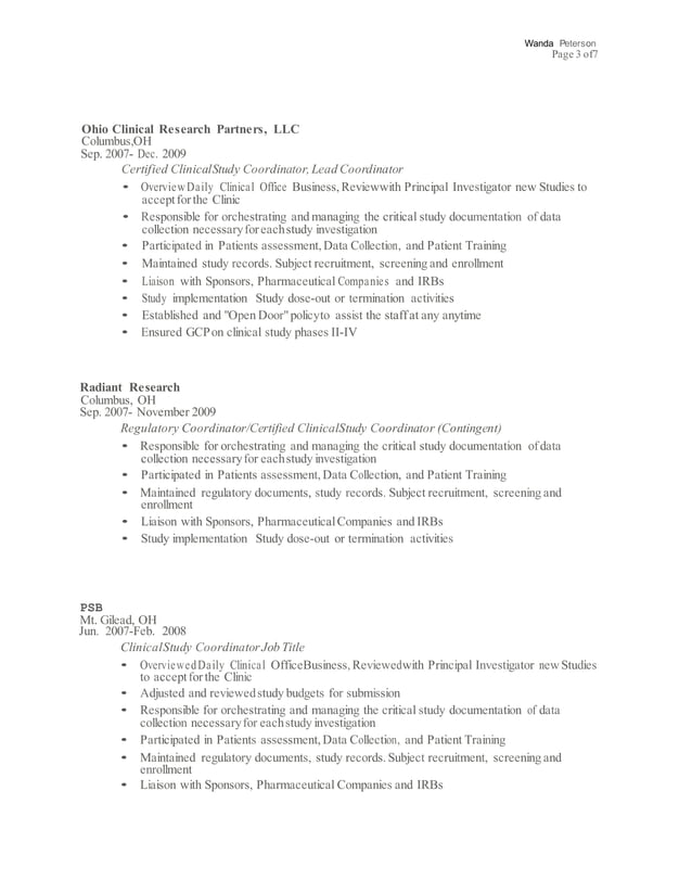 Peterson Wanda -CV 12-1-15 | DOCX | Human Resources | Business