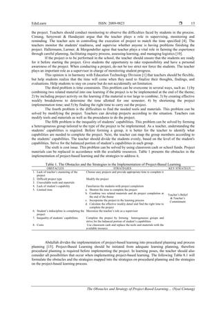 The Obstacles and Strategy of Project Based Learning Implementation in ...