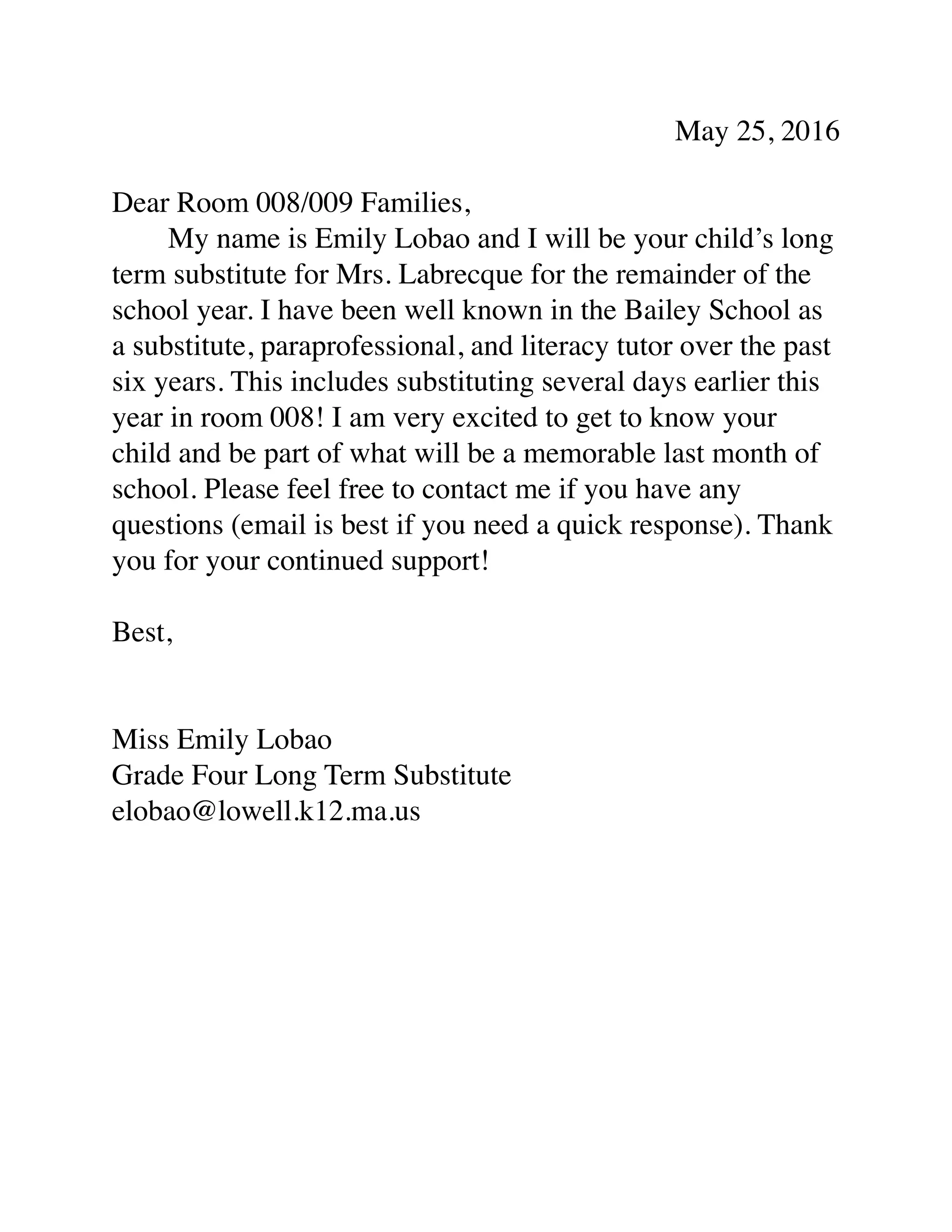 Family letter May 2016 | PDF