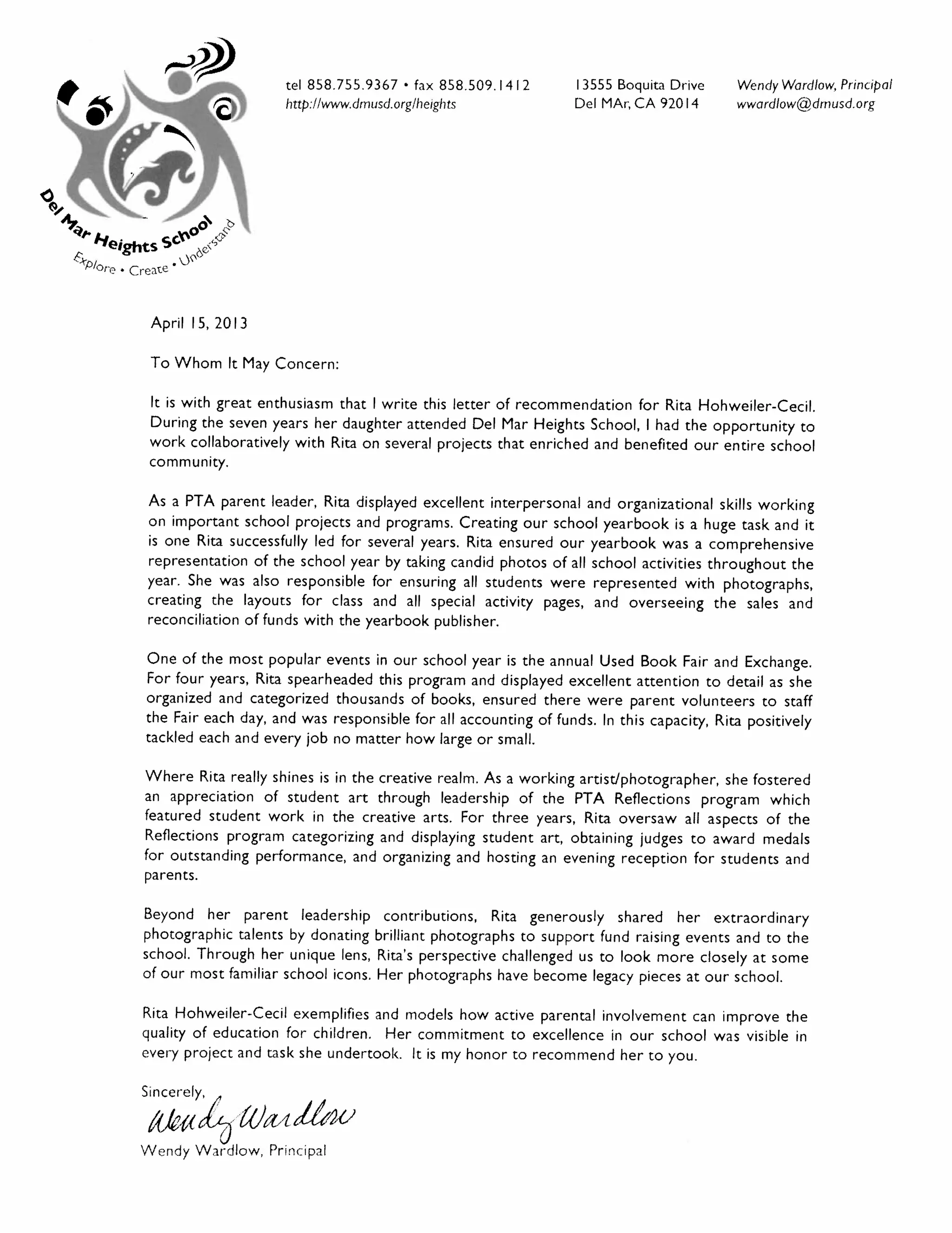 Del Mar Heights Elementary School - Wendy Wardlow, Principal | PDF