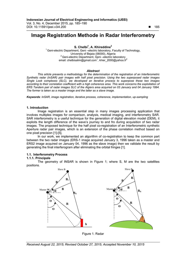 Image Registration Methode in Radar Interferometry | PDF